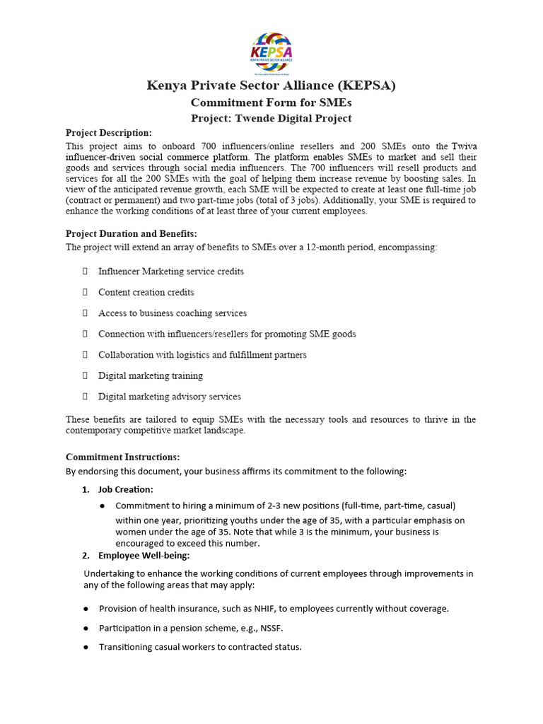 Commitment Form For SMEs | PDF | Small And Medium Sized Enterprises ...