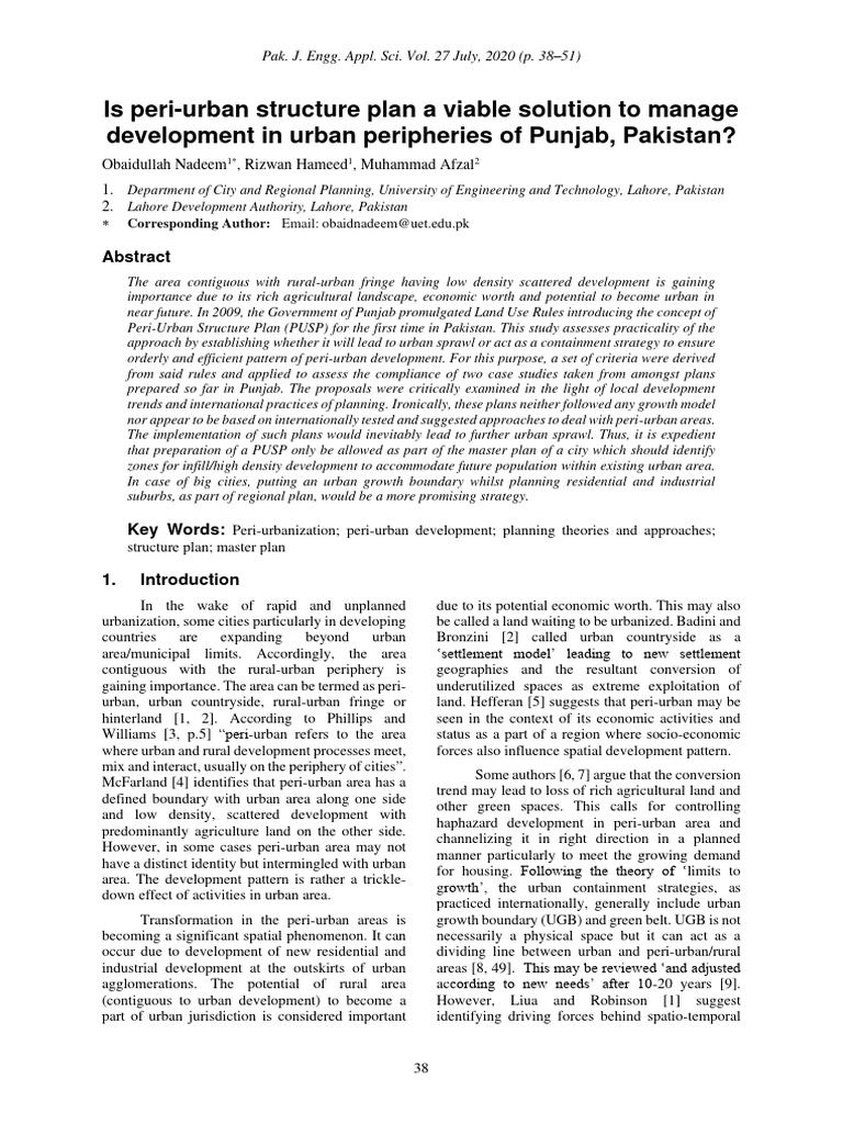 Is Peri-Urban Structure Plan Likely To Be A Viable Approach To Manage Development in Urban ...
