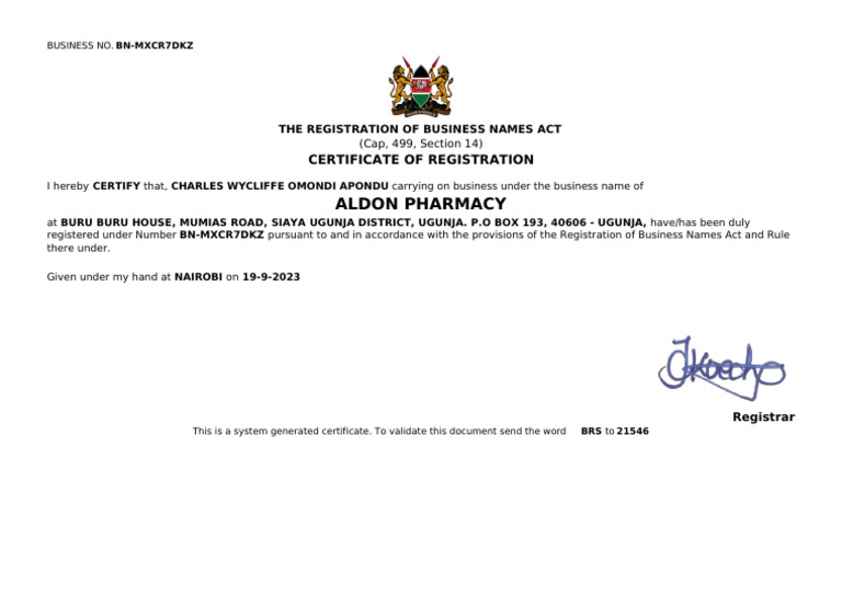 BN MXCR7DKZ Business Registration Certificate | PDF