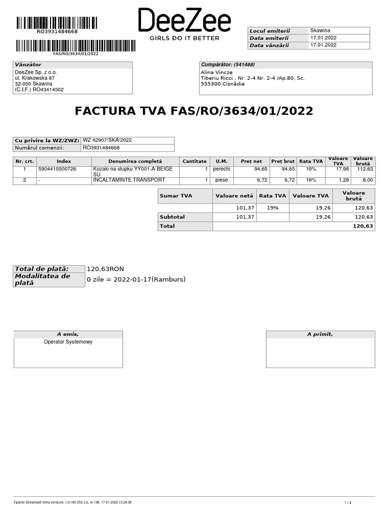 Factura Vat FAS RO 3634 01 2022-2 | PDF