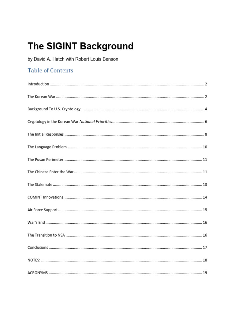 The Sigint Background | PDF
