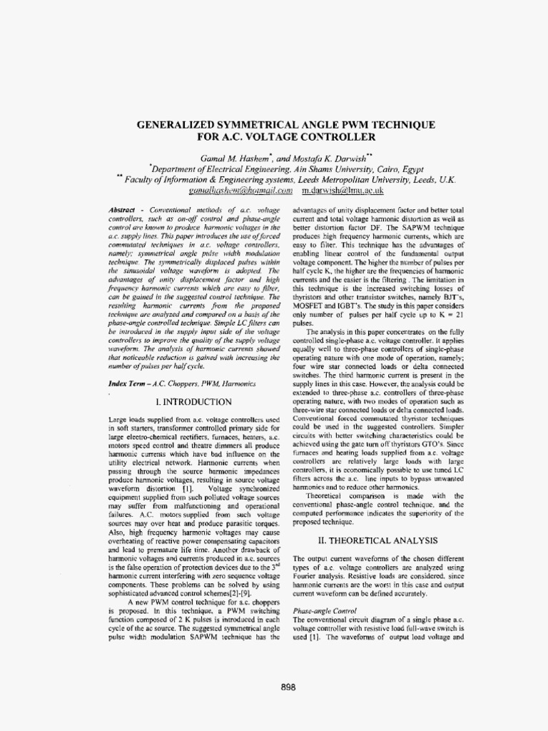 Generalized Symmetrical Angle PWM Technique For A.C | PDF | Alternating ...