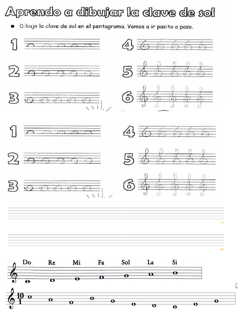 Fichas Clave de Sol y Notas Musicales | PDF