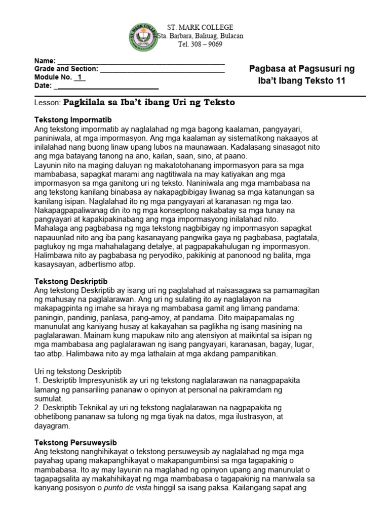 PAGBASA AT PAGSURI 11 Module 15 | PDF