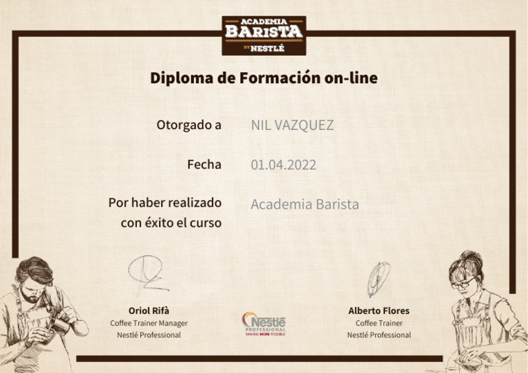 Diploma Academia Barista 2022 | PDF