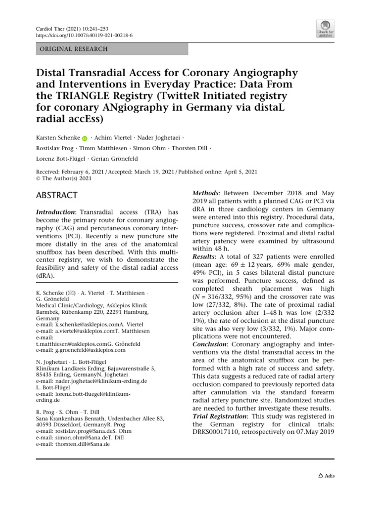 Distal Radial Angiography | PDF | Percutaneous Coronary Intervention ...