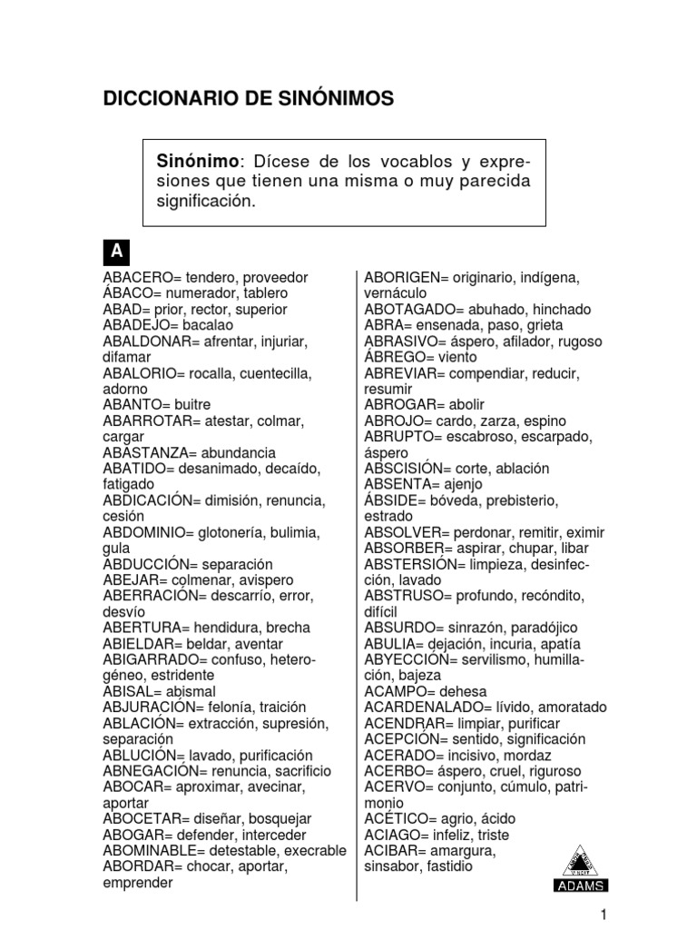 Diccionario de Sinonimos