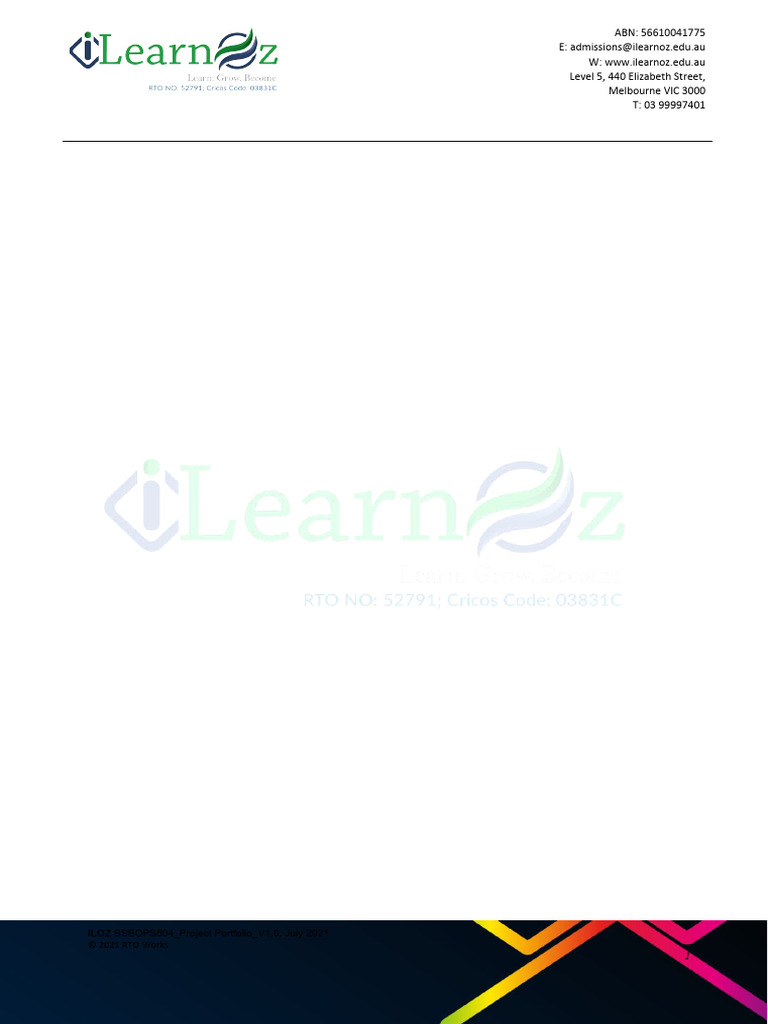 BSBOPS504 Project Portfolio - v1.0 - Oct 2021 | PDF