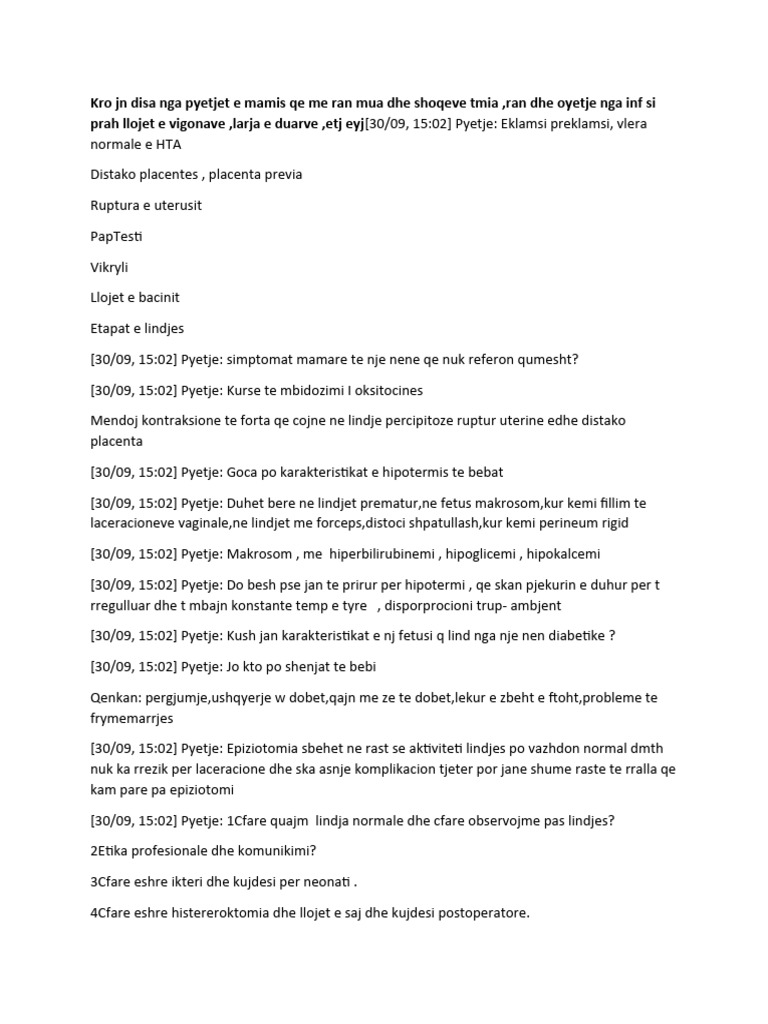 Pyetje Prv Mami Praktika | PDF