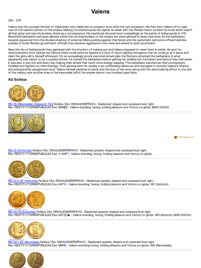 Valens | PDF | Ancient Rome | Late Antiquity