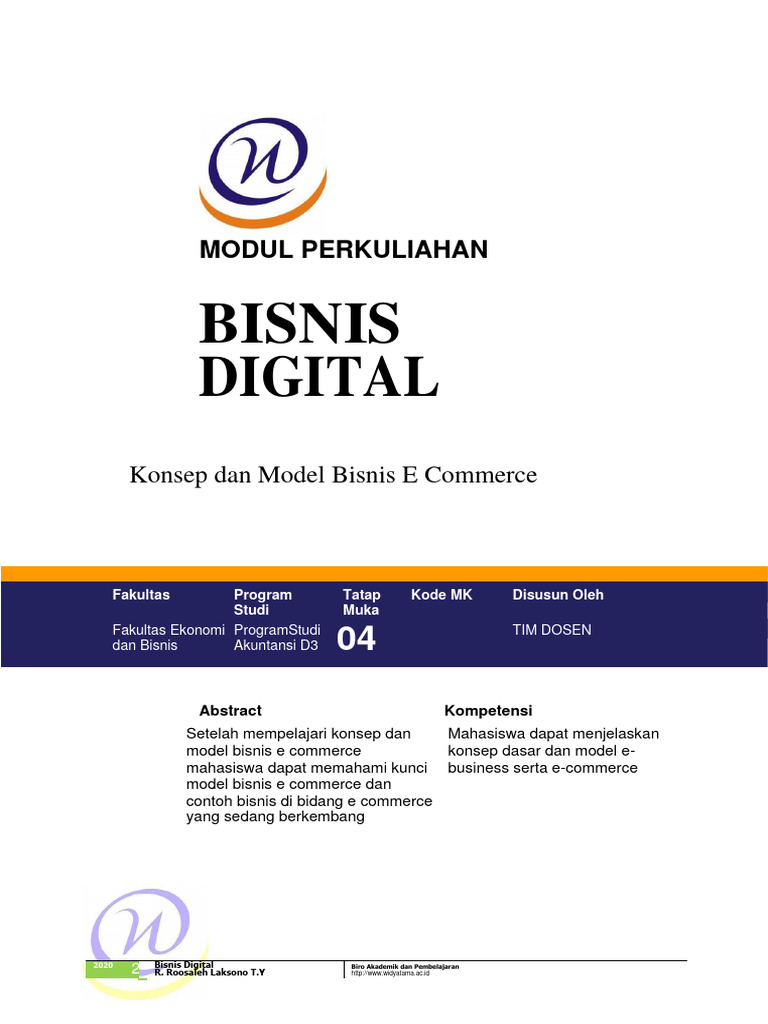 MODUL 2 BISNIS DIGITAL - Konsep Dan Model Bisnis E-Commerce Dan E-Business | PDF
