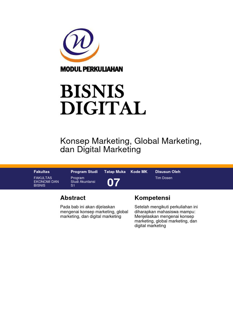 MODUL 7 BISNIS DIGITAL - Konsep Marketing, Global Marketing, Dan ...