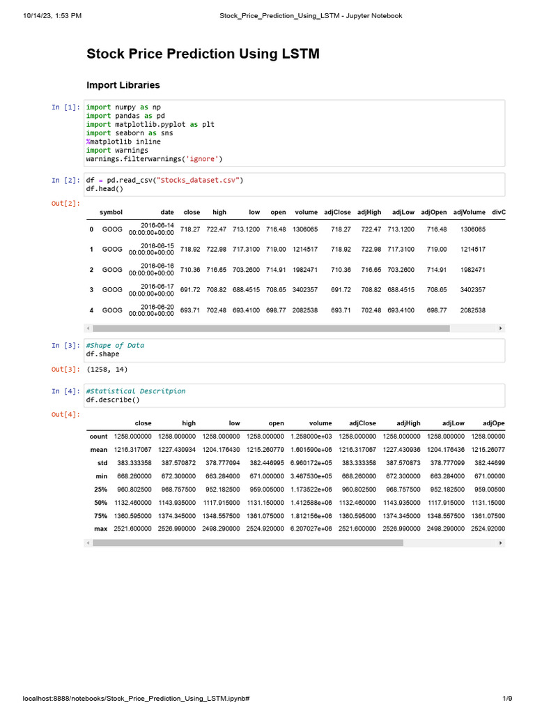 Stock Price Prediction Using LSTM CodingSaathi | PDF