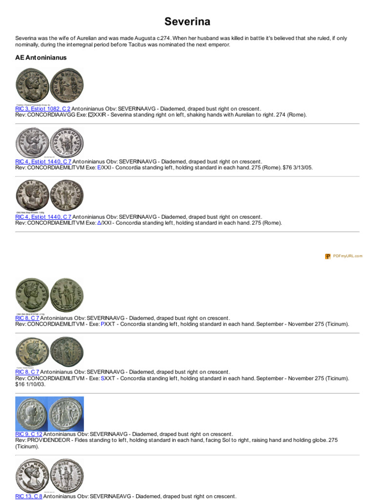 Severina: Coins of a Roman Empress | PDF
