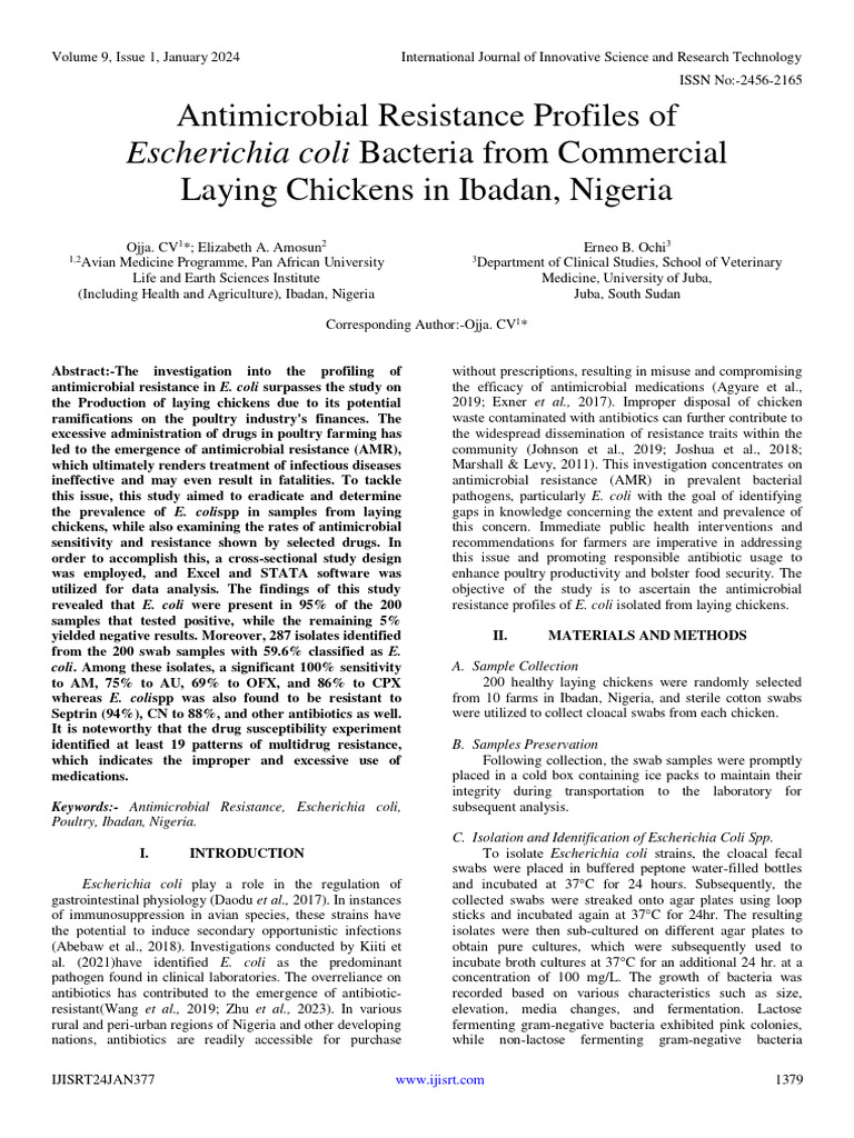 Antimicrobial Resistance Profiles of Escherichia Coli Bacteria From ...