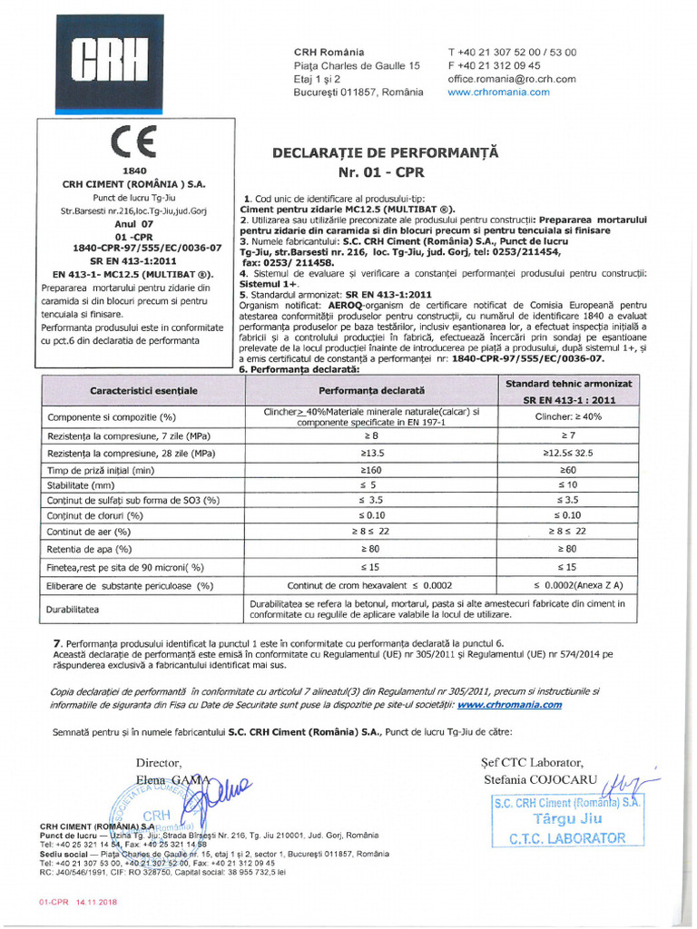 T Declaratie de Performanta Multibat MC12.5 | PDF
