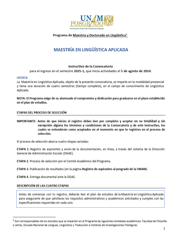 Instructivo 2025-1 MLA | PDF