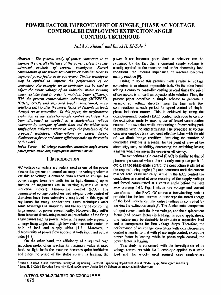 Power Factor Improvement of Single Phase Ac Voltage Controller ...