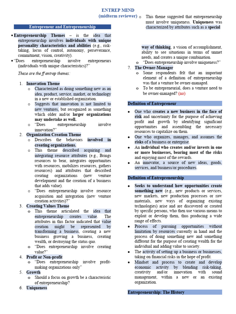 Entrep Mind Reviewer | PDF