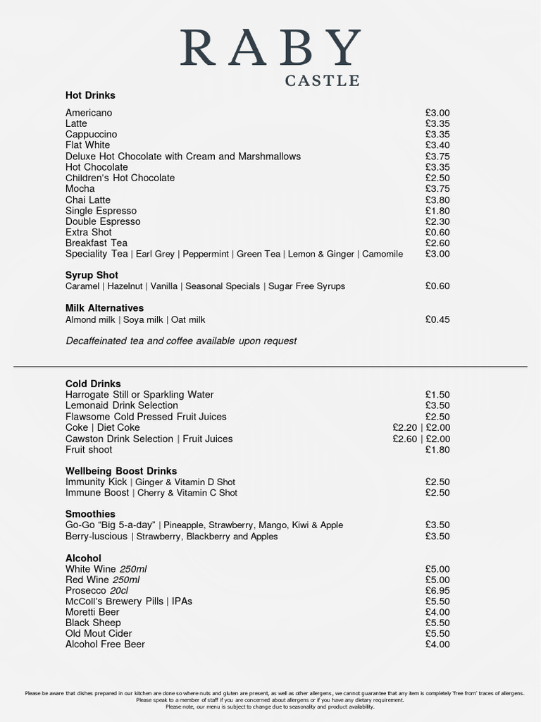 Yurt-Sample-Menu-2024 | PDF | Drink | Scone