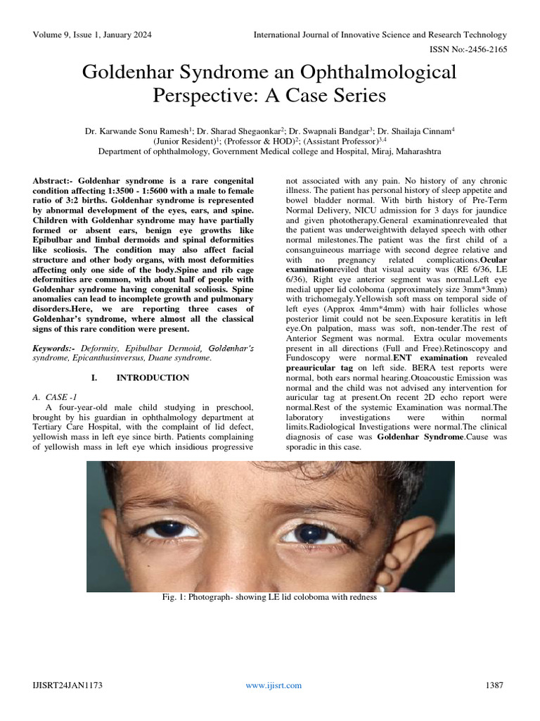 Goldenhar Syndrome An Ophthalmological Perspective: A Case Series | PDF ...
