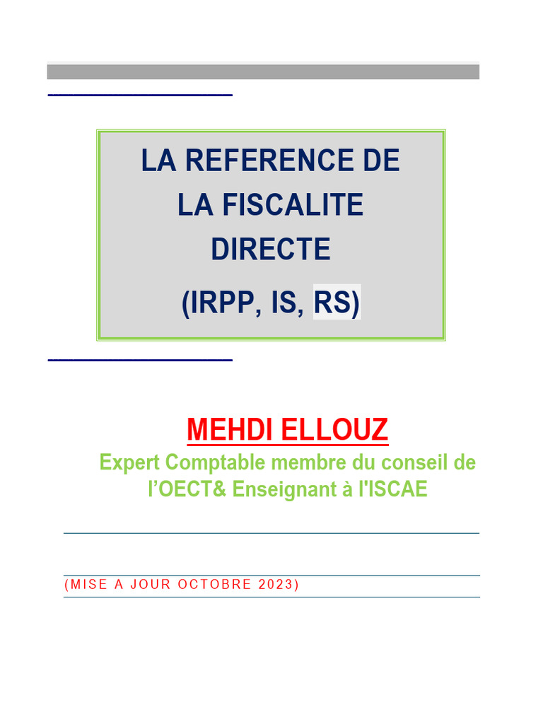 Cours Fiscalité Mehdi ELLOUZ 2023 Chap 1 3 | PDF