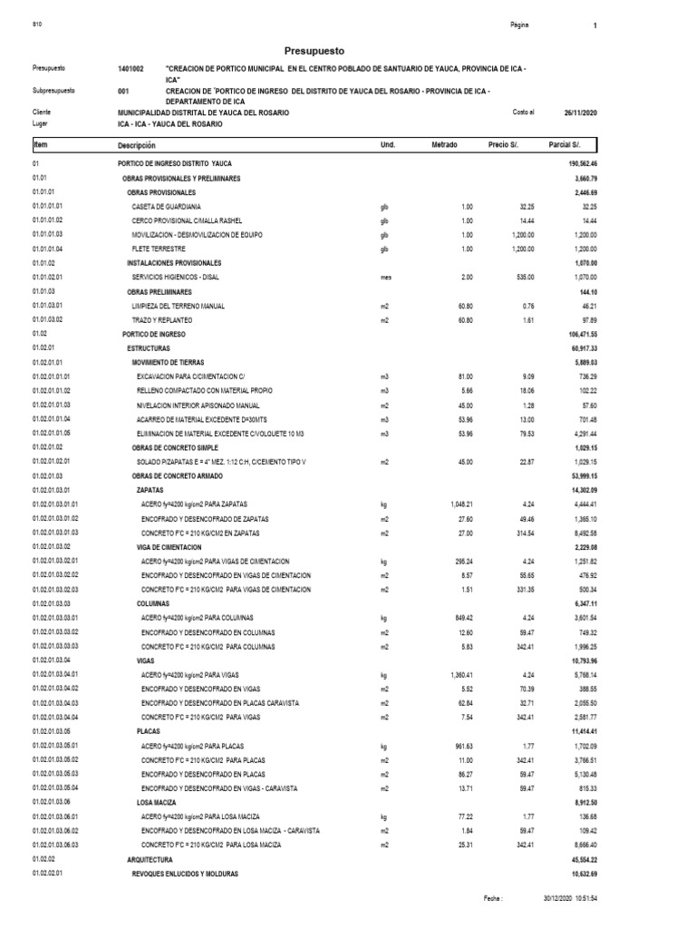 Presupuesto Yauca | PDF