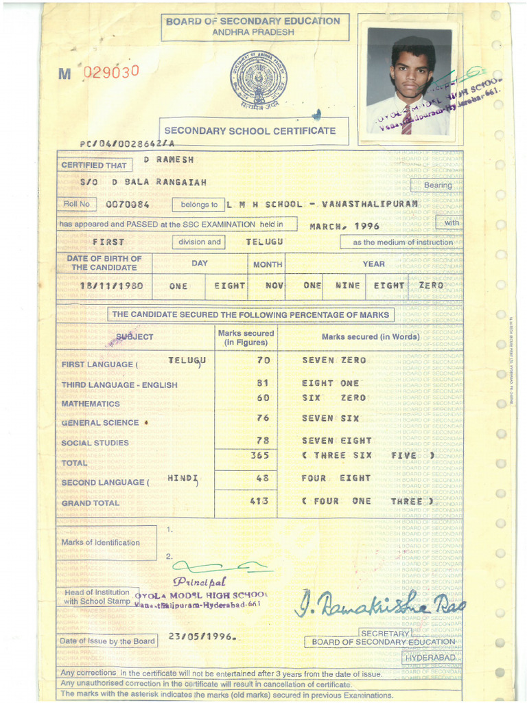 10th Grade Marks Sheet | PDF