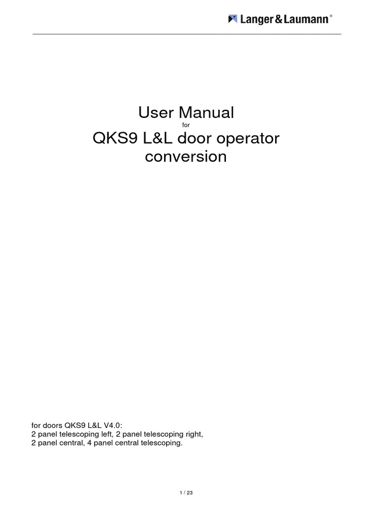 1.20.30150 Umbauanleitung Schindler QKS9 Auf TSG V3.7 En | PDF | Door | Elevator