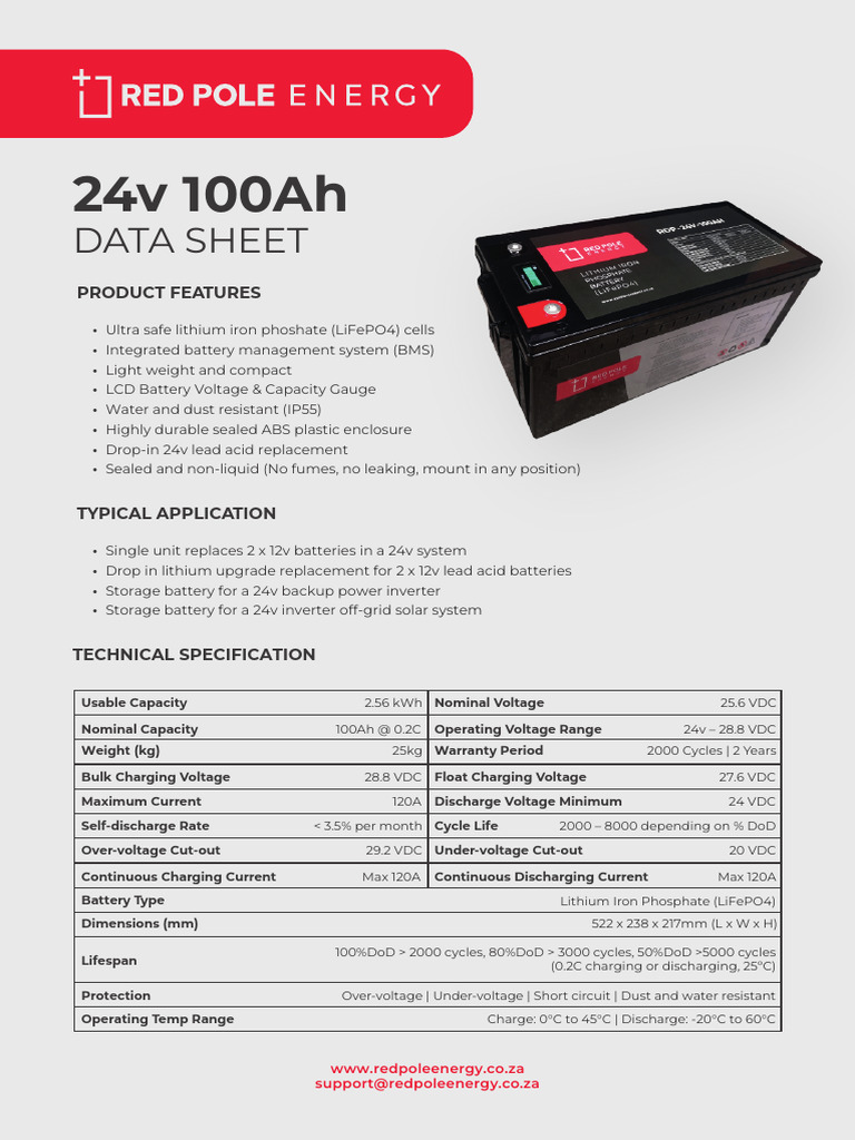 24v-100Ah-Datasheet-Digital | PDF