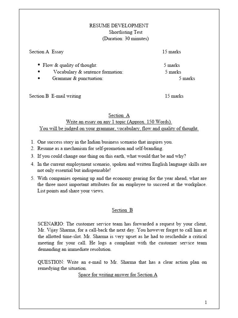 Resume Writing-Assignment | PDF | Career & Growth | Business