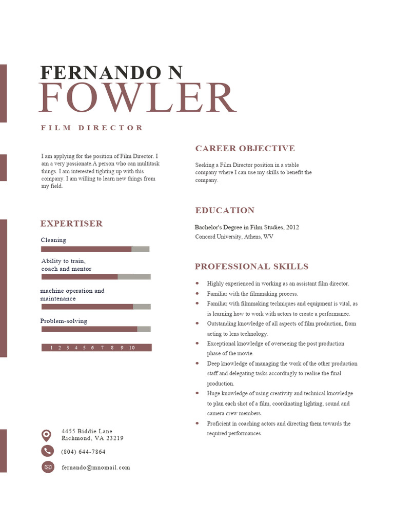Film Director Resume A4 | PDF