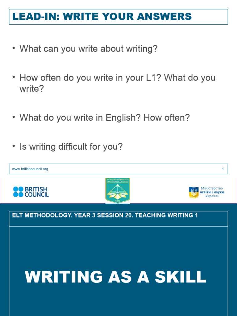 ELT Methodology (Year3) 15 Writing 1 | PDF | Career & Growth | Language ...