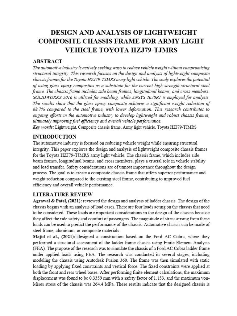 Design and Analysis of Lightweight Composite Chassis Frame For Army ...