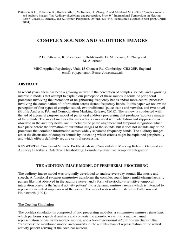 Complex Sounds & Auditory Images | PDF