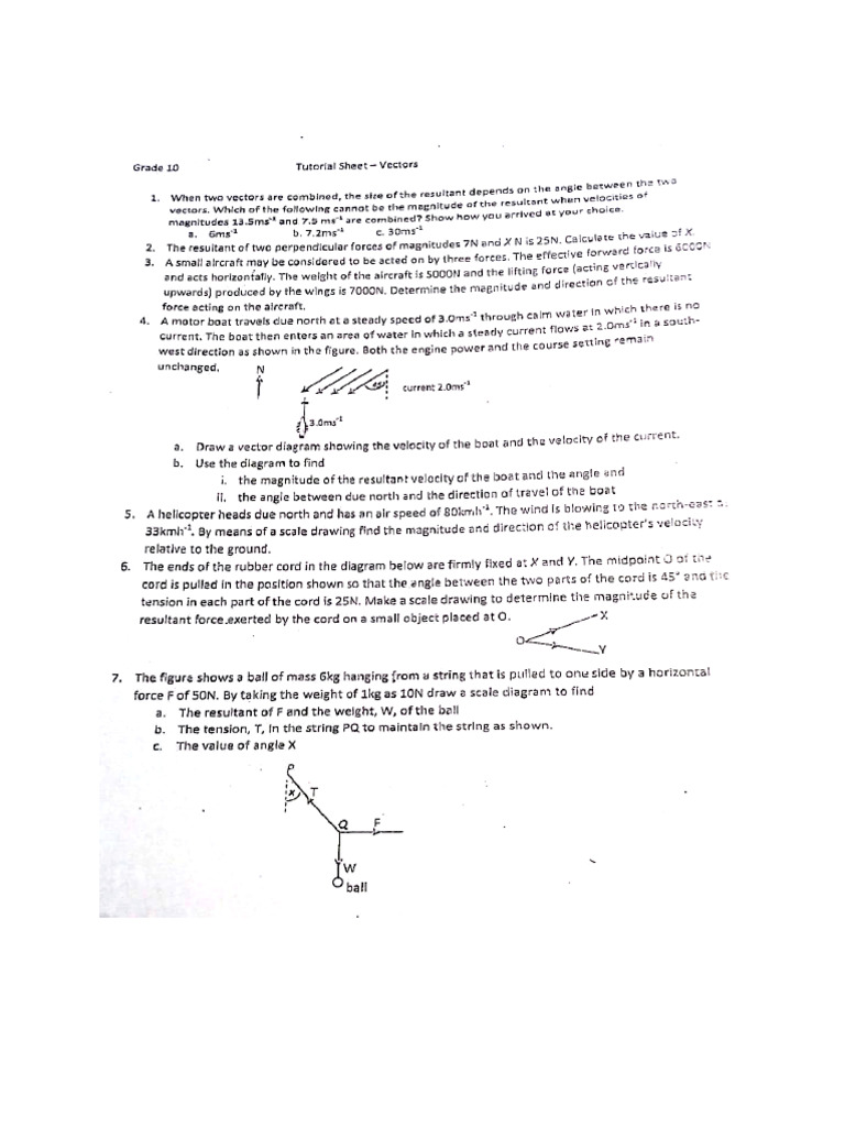 Vectors Worksheet1 | PDF