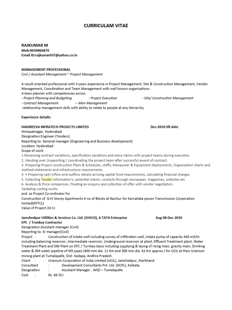 Resume (Rajkumar) 1 | PDF | Business