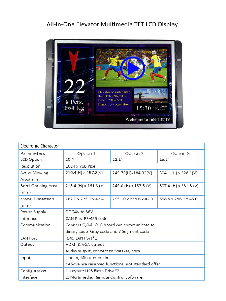 All-in-One Multimedia TFT LCD Display Introduction - 2021 | PDF