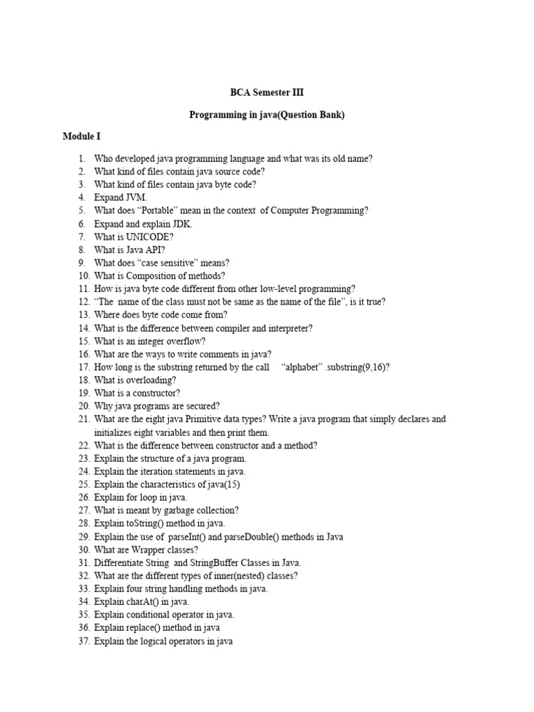 Java Question Bank Pdf 