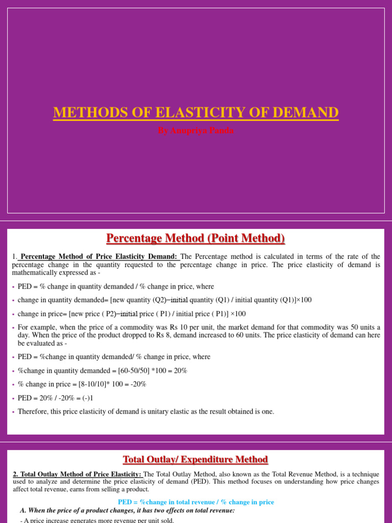 Methods of Elasticity | PDF | Demand | Price Elasticity Of Demand