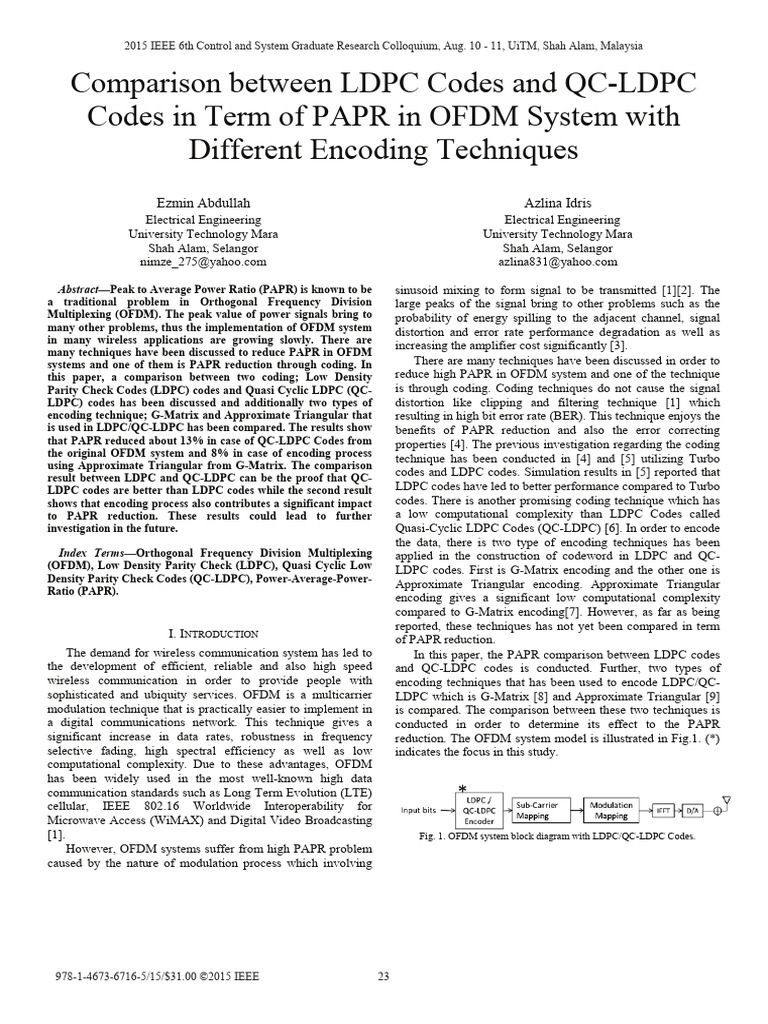 Comparison Between LDPC Codes and QC-LDPC | PDF | Low Density Parity Check Code | Orthogonal ...