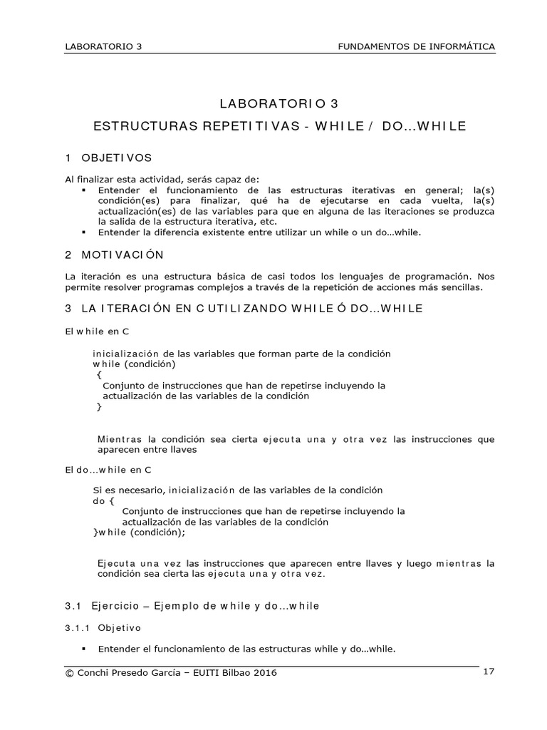 Labo 3 - Estructuras Repetitivas - While - Do - While | PDF | Programación de computadoras ...
