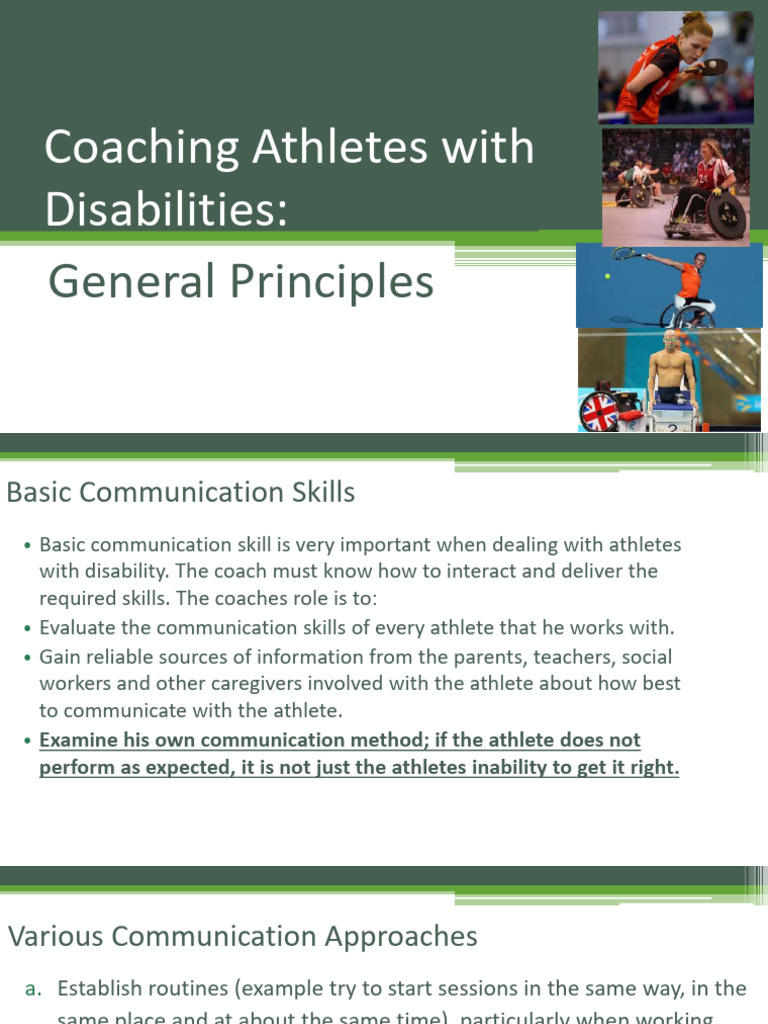Coaching Athletes With Disabilities | PDF