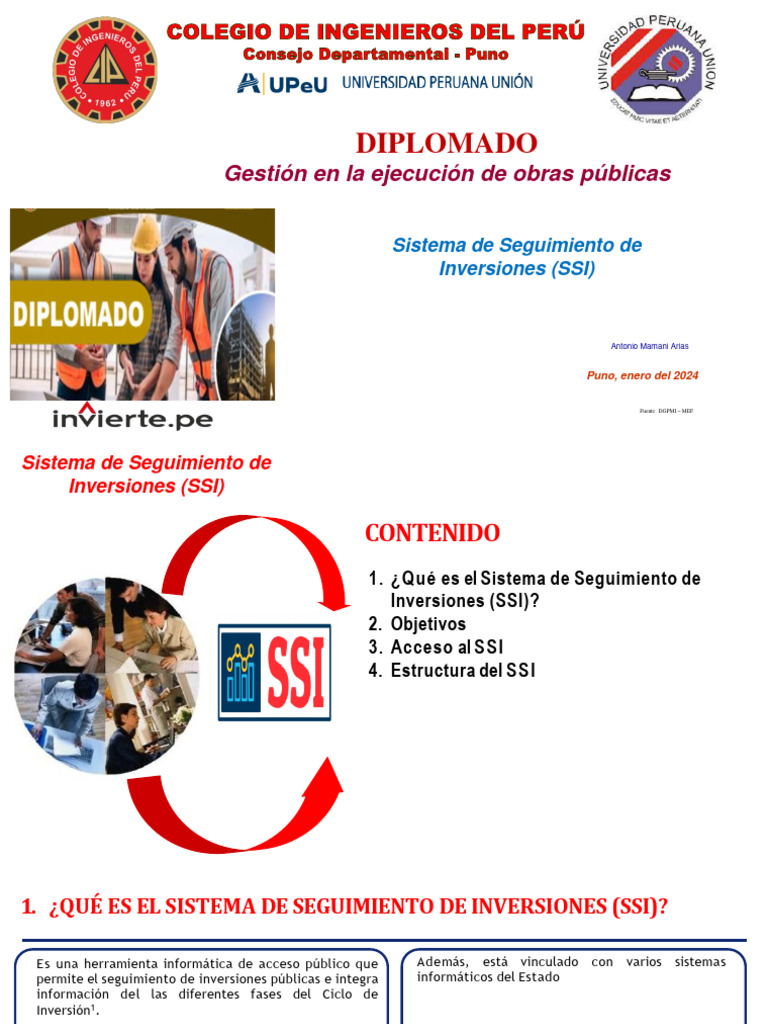Sistema de Seguim. de Inversiones (SSI) | PDF