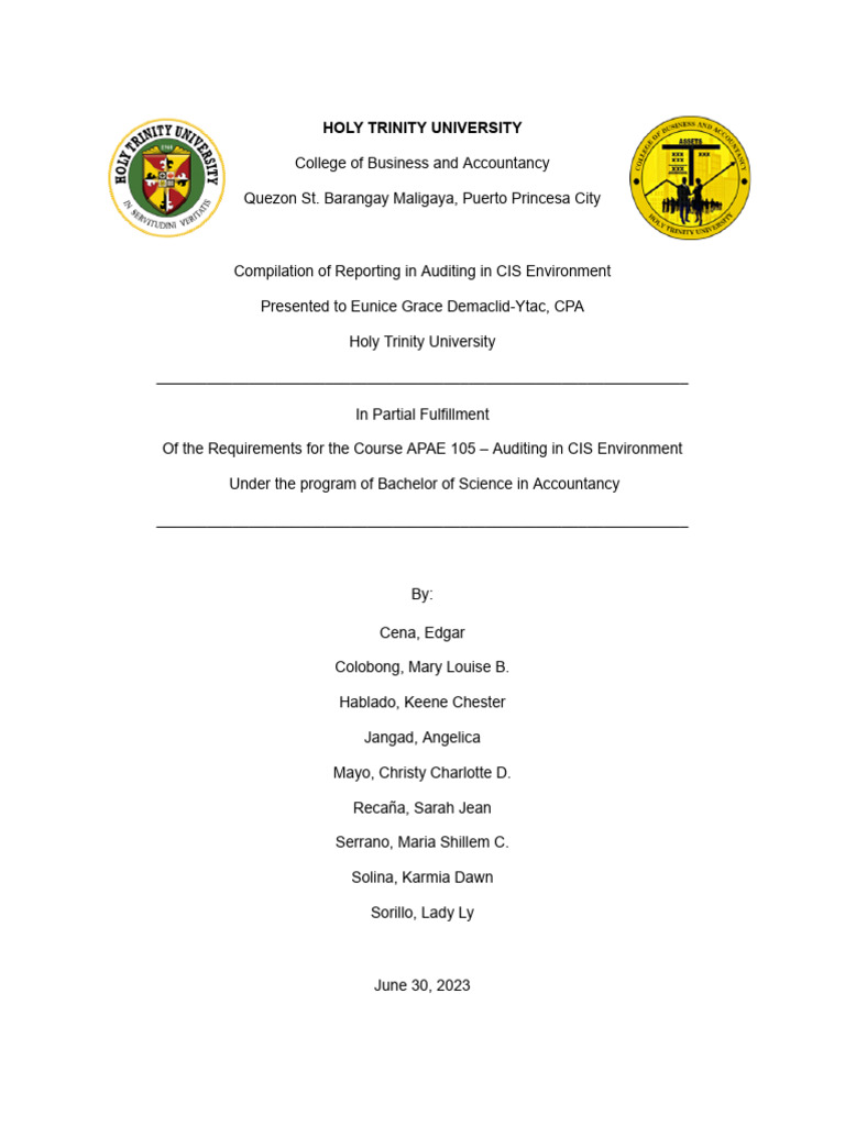 Group 1 - Narrative Report- APAE | PDF | Internal Control | Audit