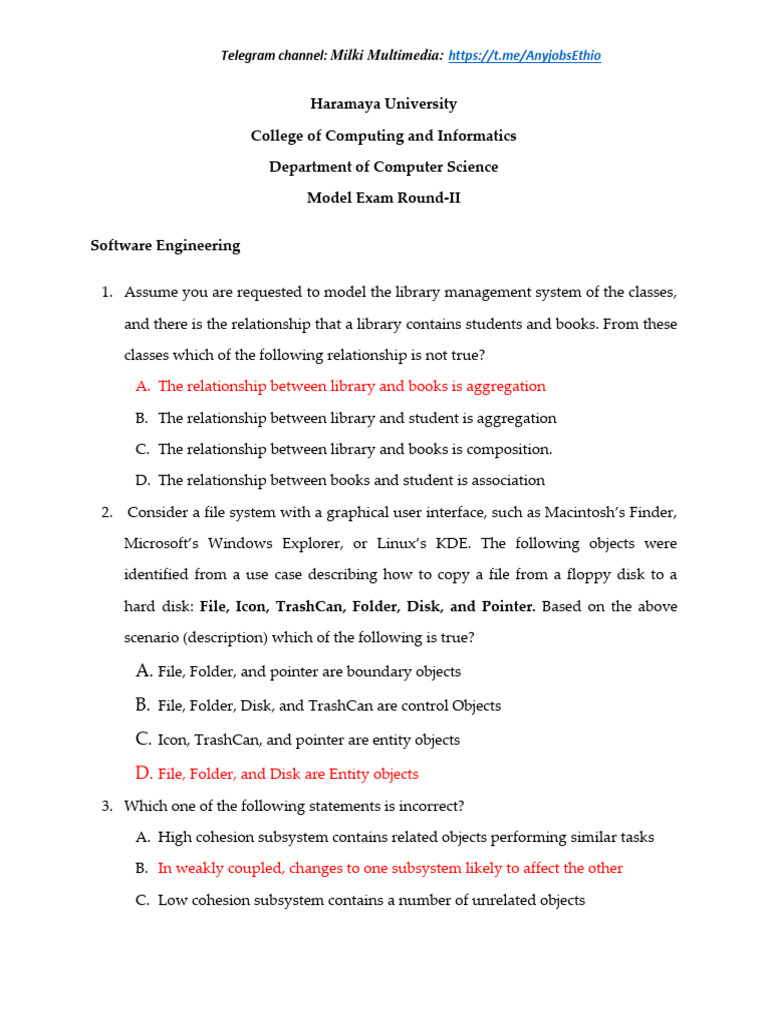 Software engineering Model Exam | PDF