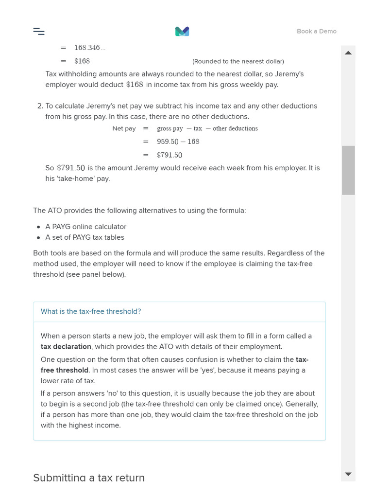 Calculating income tax and medicare levy _ Year 11 Maths | PDF