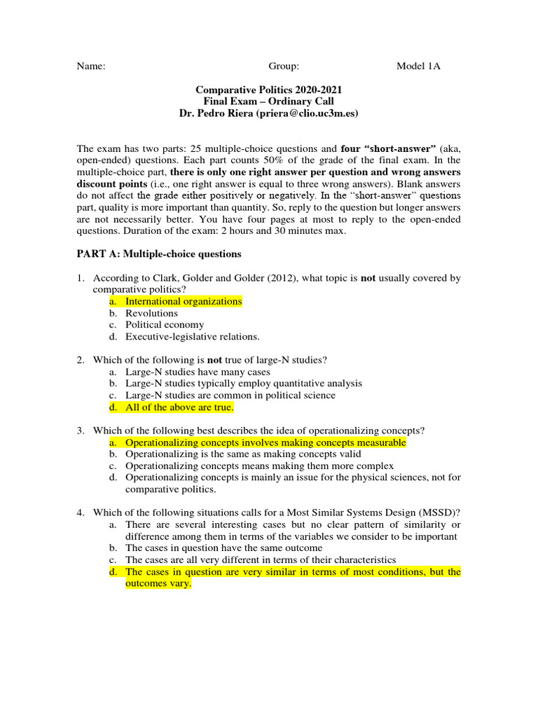 Examen Final CP Ejemplo Resuelto | PDF | Democracy | Political Ideologies