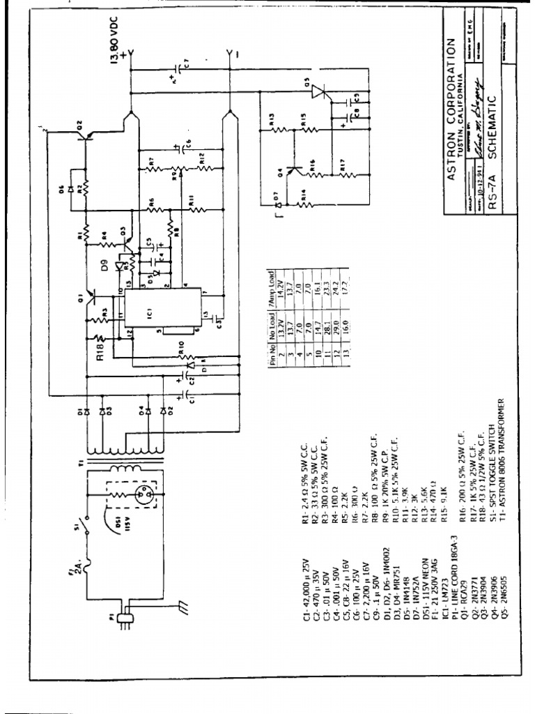 Astron Powersupply Schematics RS-7A | PDF