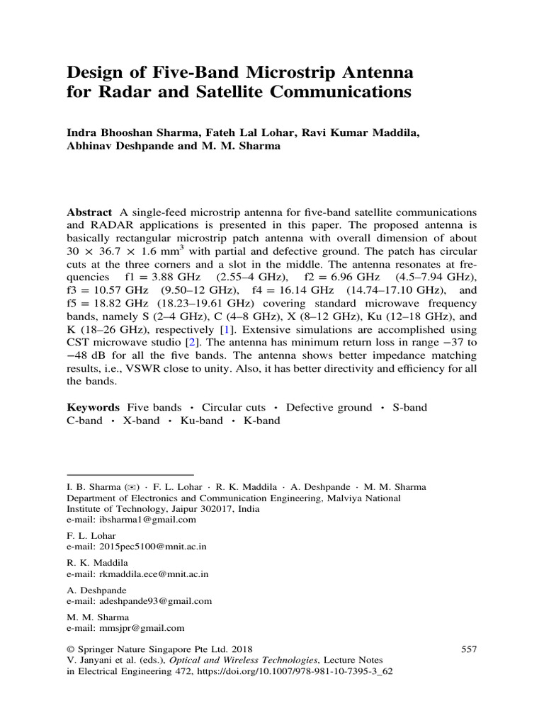 Design of Five-Band Microstrip Antenna For Radar and Satellite ...
